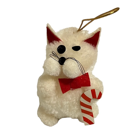 Vintage | Holiday | Vintage Puffball Cat With Candy Cane Christmas ...